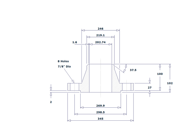 Brida WN, Brida WNRF, Brida Long Weld Neck ASME B16.5