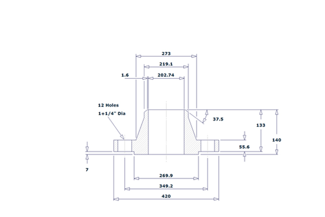 Brida WN, Brida WNRF, Brida Long Weld Neck ASME B16.5